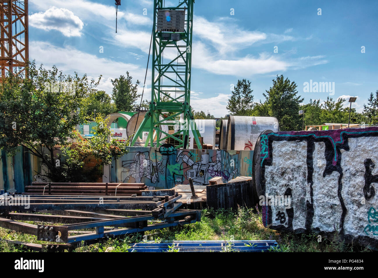 Berlin Mauer Park. The entry point for a tunnel-boring machine that is ...