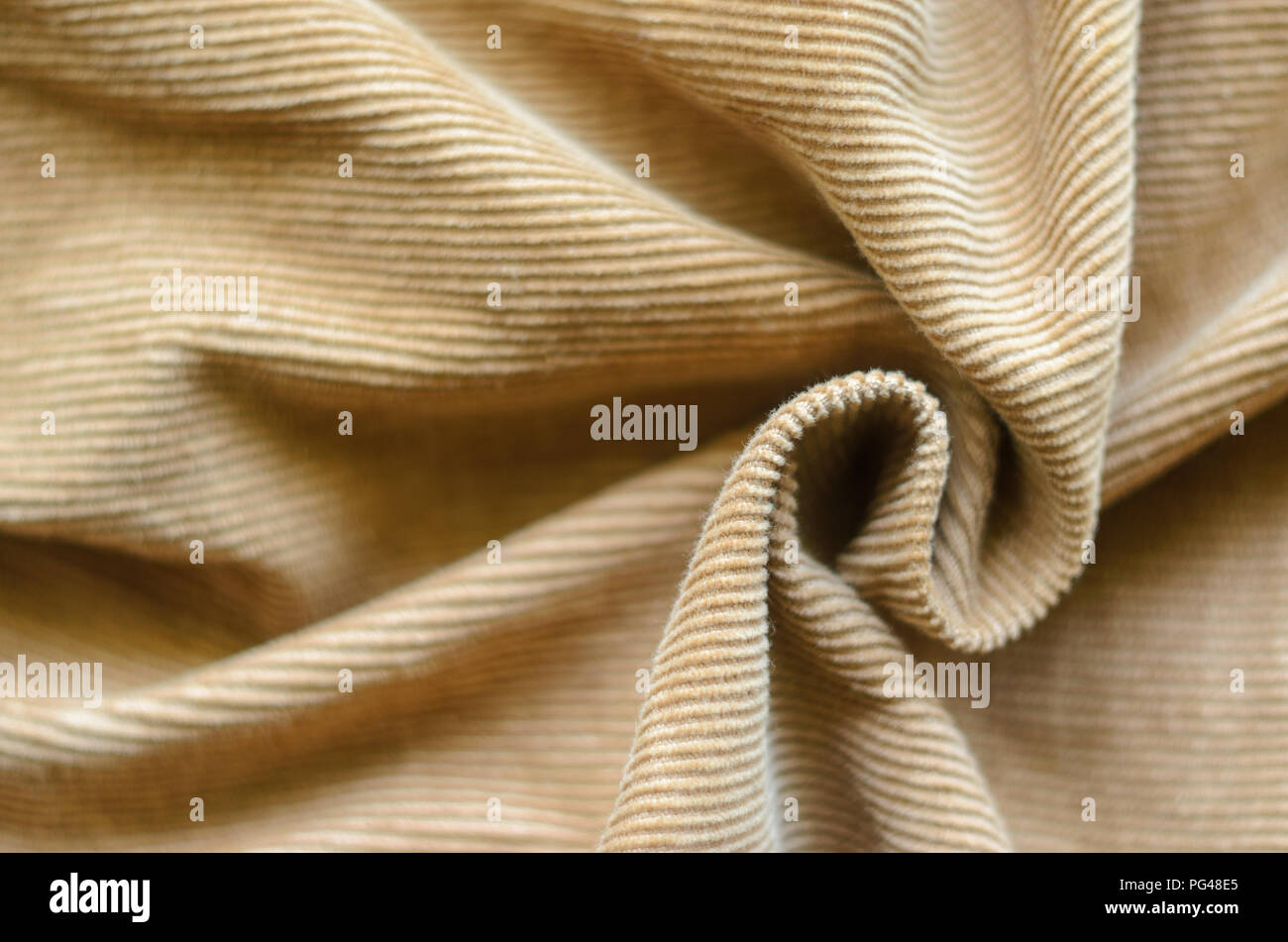 Texture of Soft Velvet Fabric with Folds Closeup. Texture of Beige ...