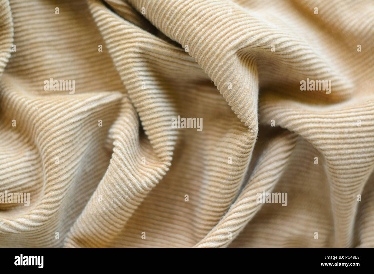Texture of Soft Velvet Fabric with Folds Closeup. Texture of Beige ...