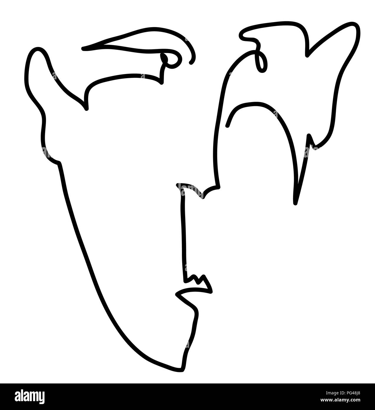 man of face. simple line drawing of man of face Stock Photo - Alamy