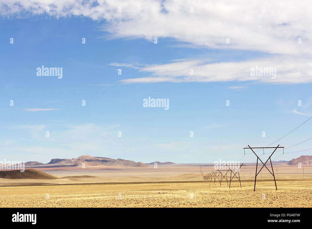 Power lines through the Namib Desert, Namibia Stock Photo - Alamy