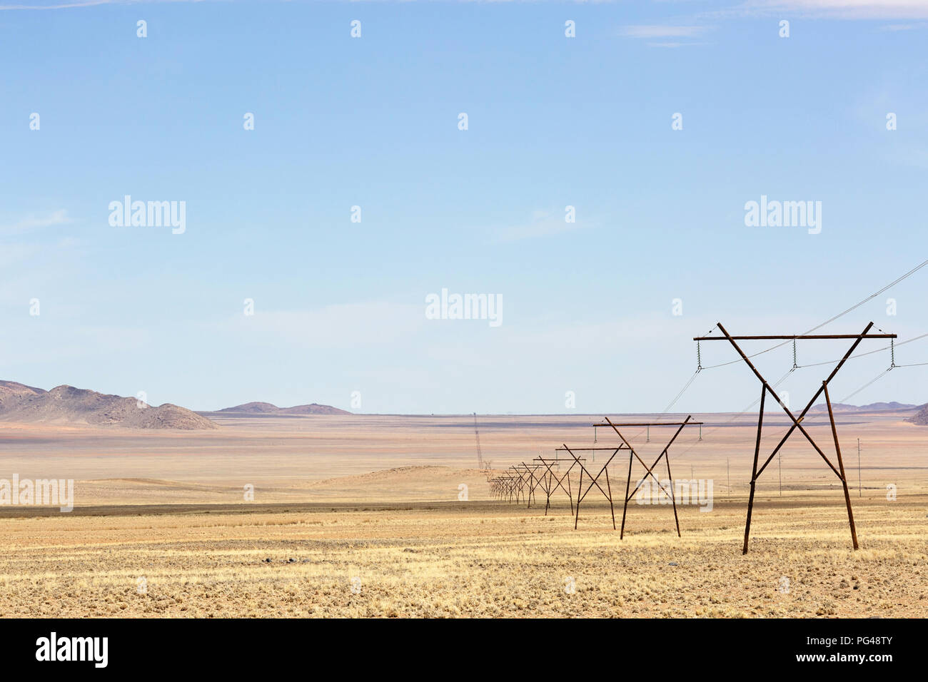 Power lines through the Namib Desert, Namibia Stock Photo - Alamy