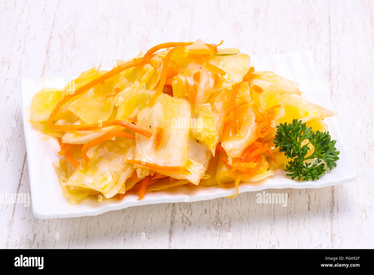 Traditional fermented cabbage sauerkraut in the bowl Stock Photo - Alamy