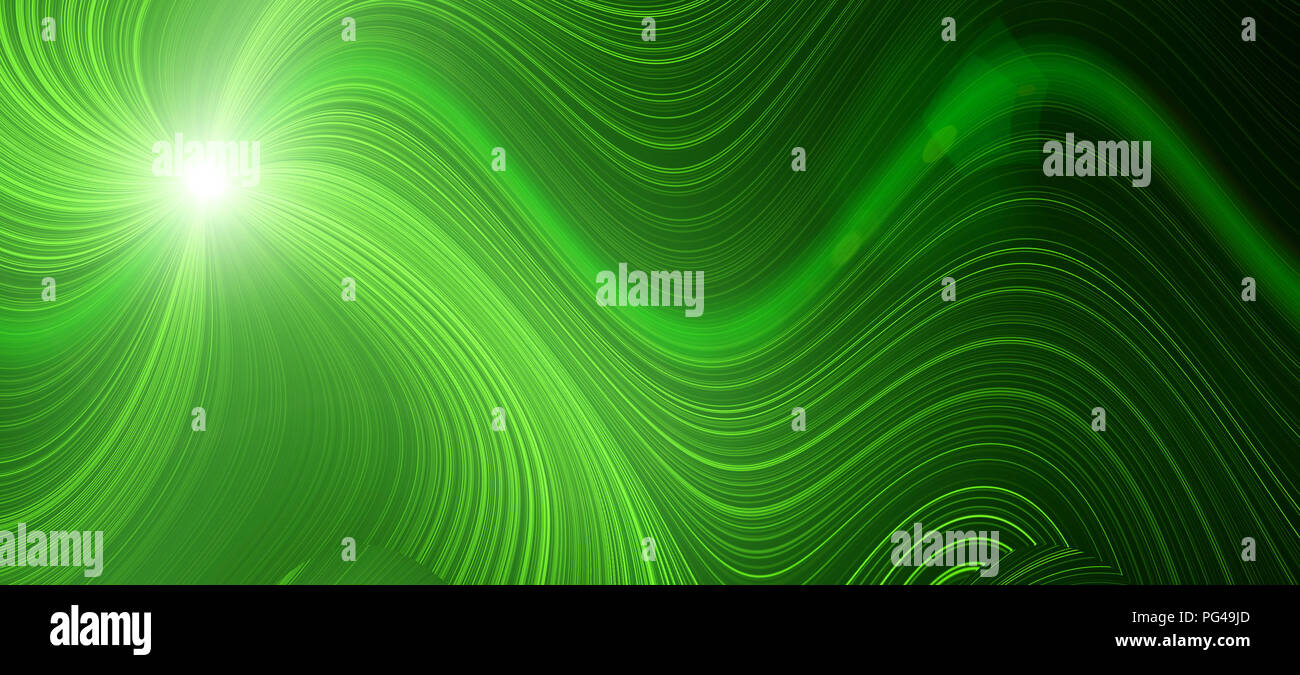 Bright green glow flux effect wave. Dynamic motion energy. Design ...