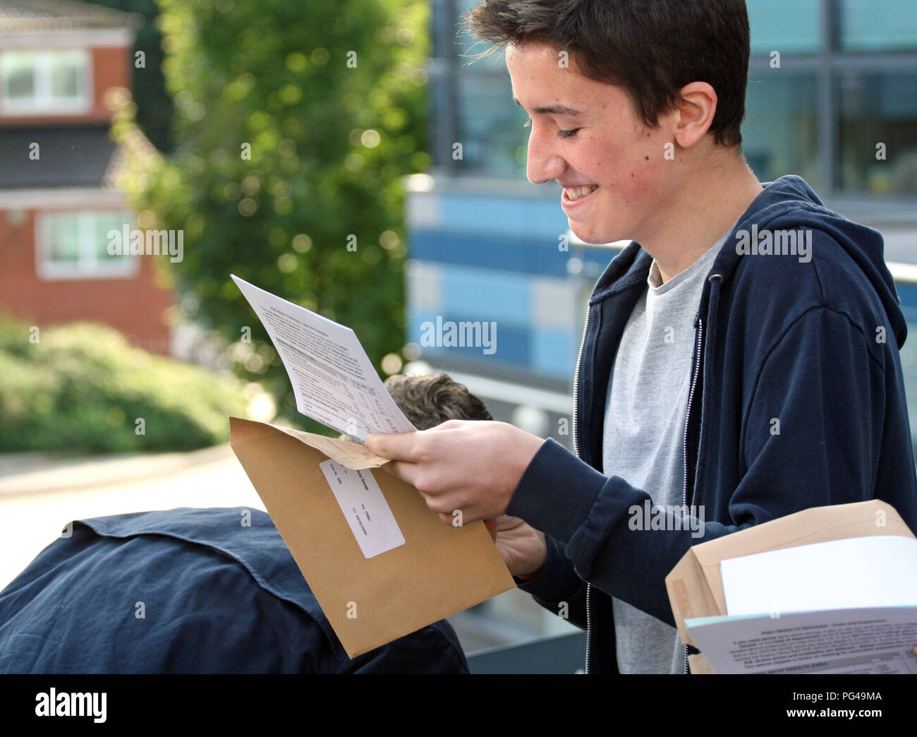George Wicks collects his GCSE results at St Mary Redcliffe Temple ...