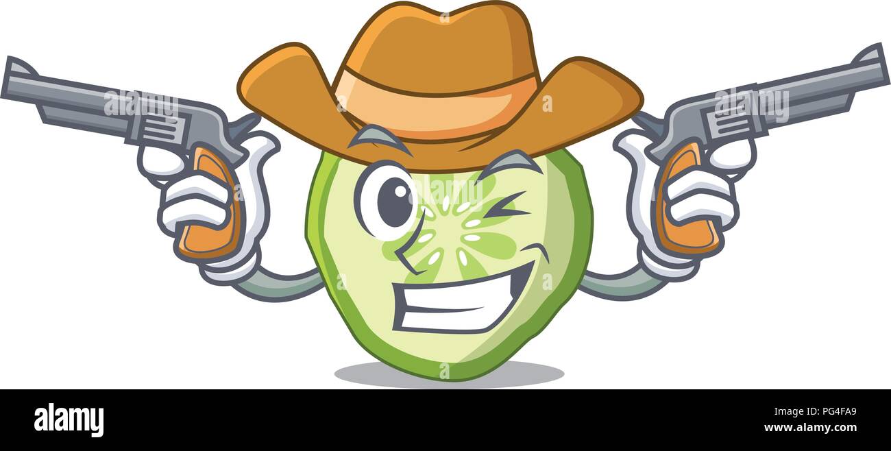 Cowboy fresh slice cucumber on character cartoon Stock Vector Image ...