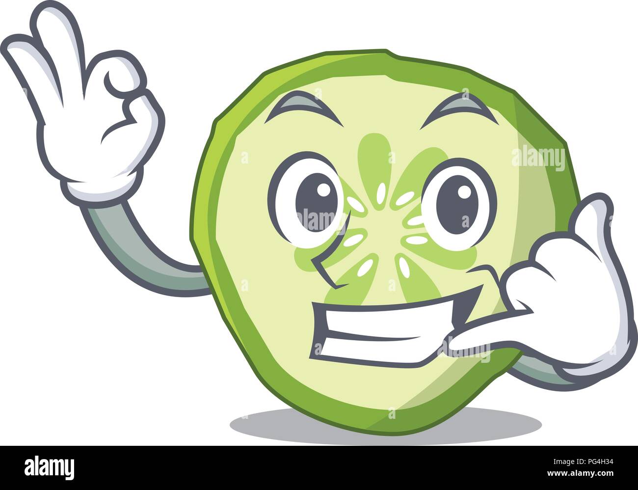 Call me vegetable organic food slice cucumber mascot Stock Vector Image ...