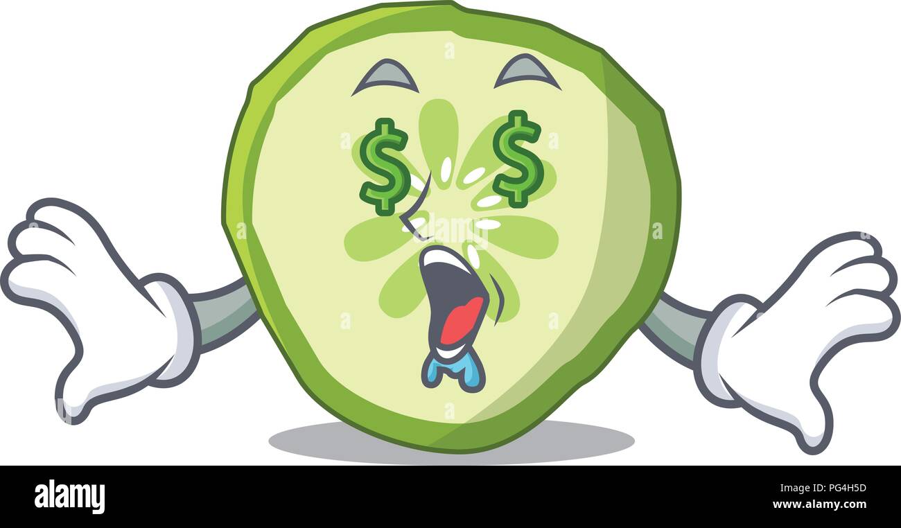 Money eye vegetable organic food slice cucumber mascot Stock Vector ...