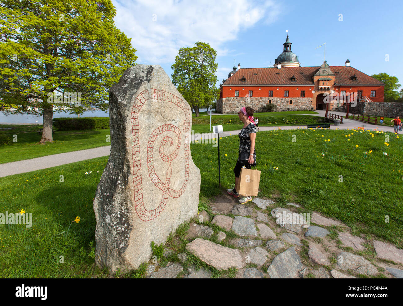 GRIPSHOLM CASTLE, SWEDEN ON MAY 11, 2018. View of the Runestone ...