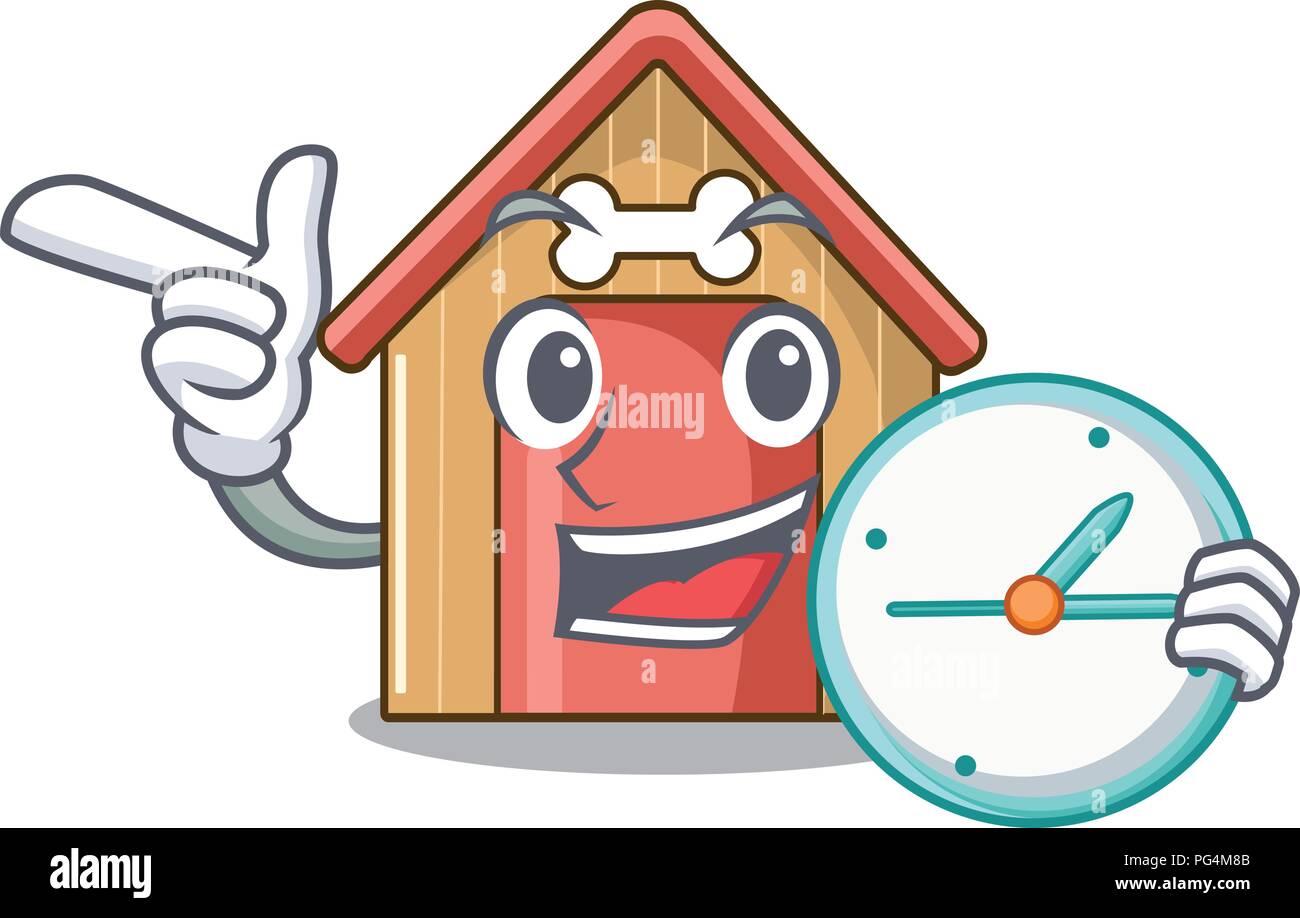 With clock cartoon dog house and bone isolated Stock Vector Image & Art ...
