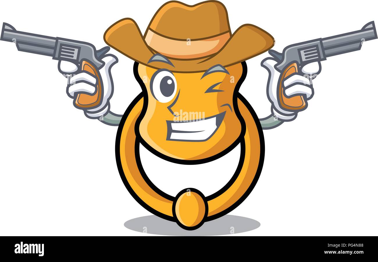 Cowboy door knocker isolated on character cartoon Stock Vector Image ...