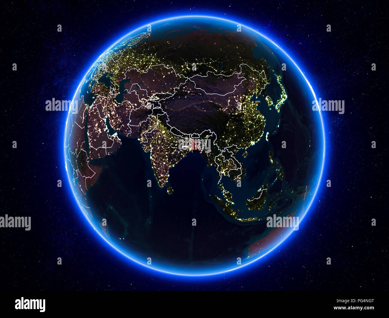 Bangladesh highlighted in world map hi-res stock photography and images ...