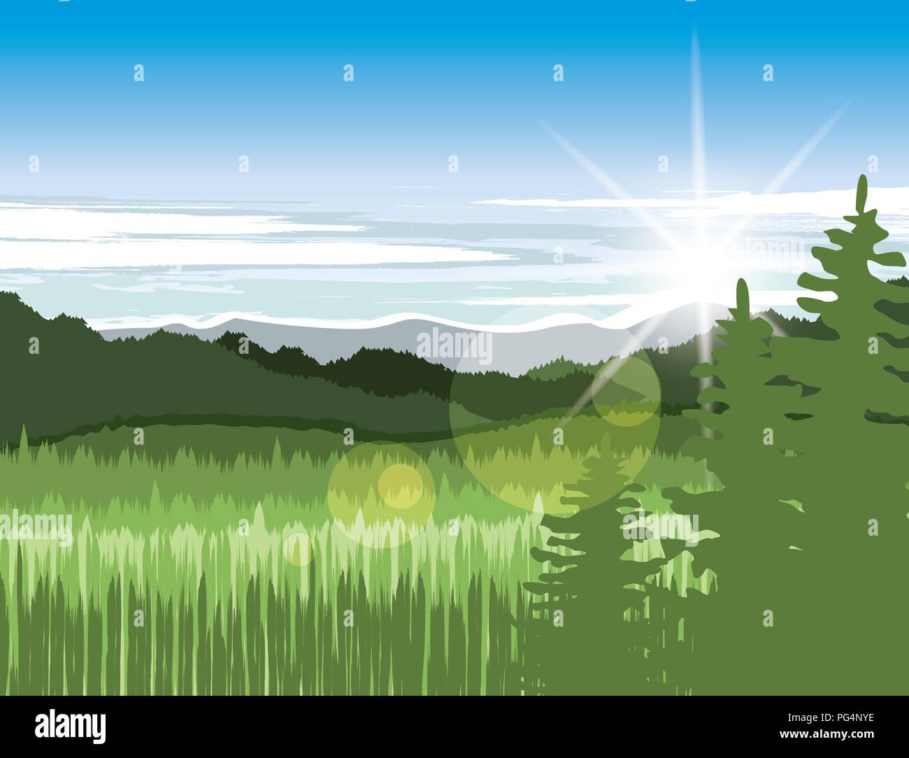 Spring landscape view over Stock Vector Images - Alamy