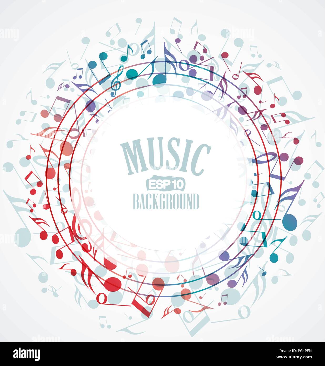 Vector musical background with colored notes Stock Vector Image & Art ...