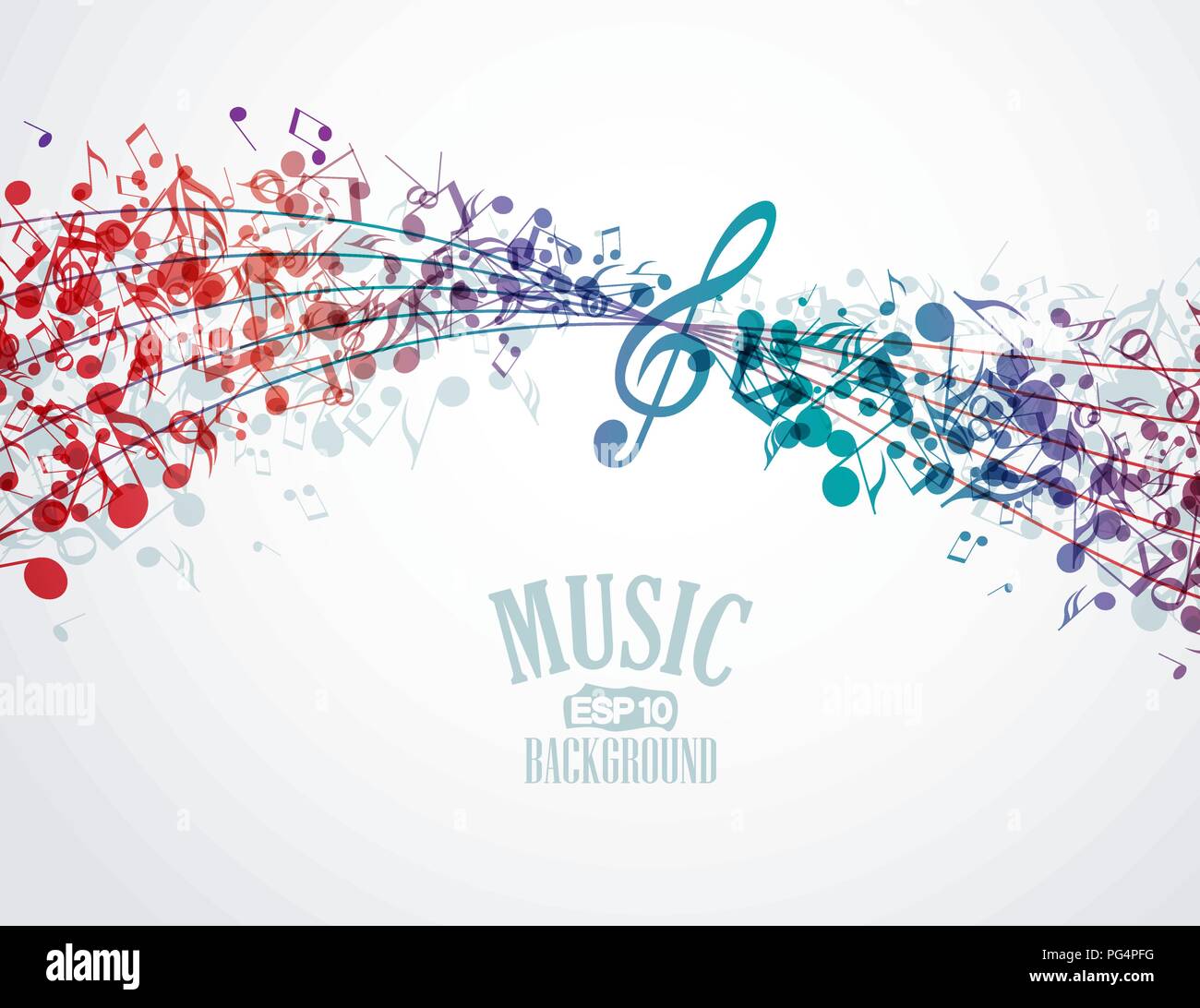 Vector musical background with colored notes Stock Vector Image & Art ...