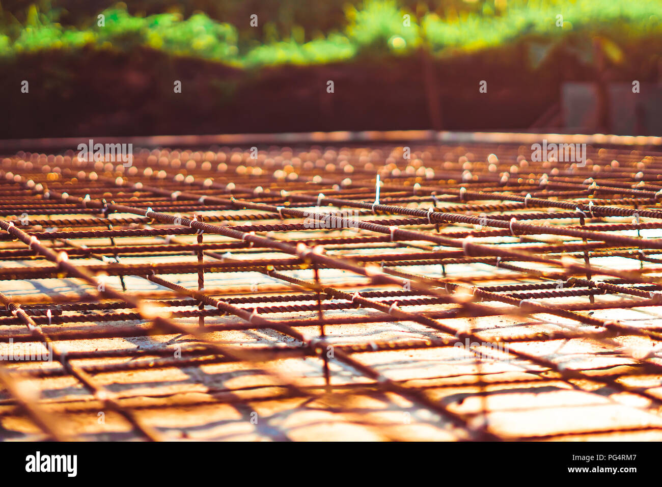 reinforcement in the Foundation prepared for pouring concrete Stock ...