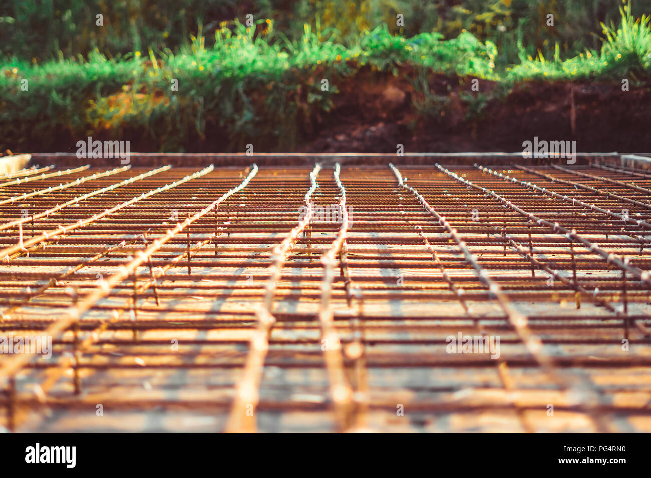 reinforcement in the Foundation prepared for pouring concrete Stock ...