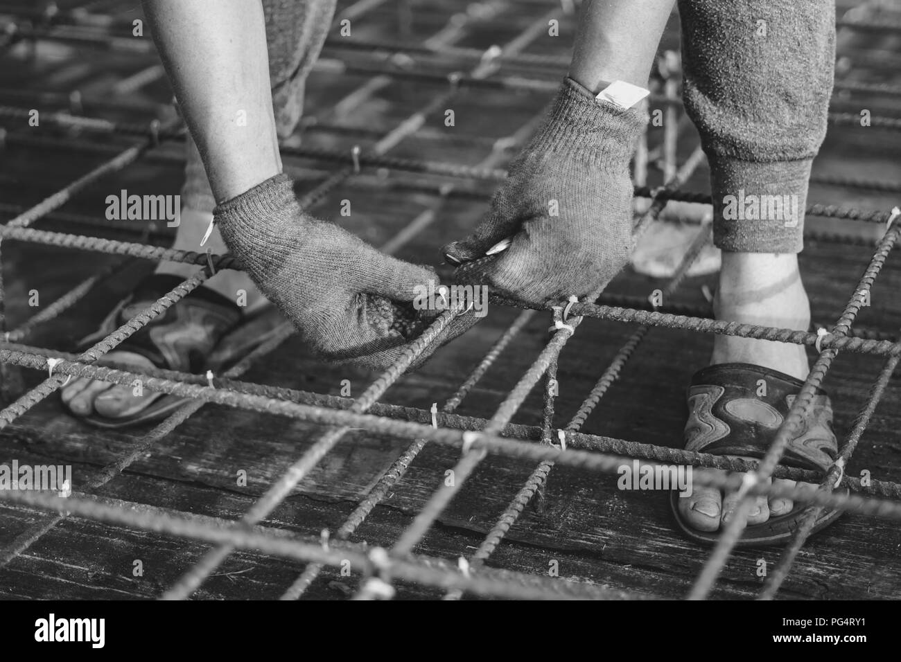 reinforcement in the Foundation prepared for pouring concrete Stock ...
