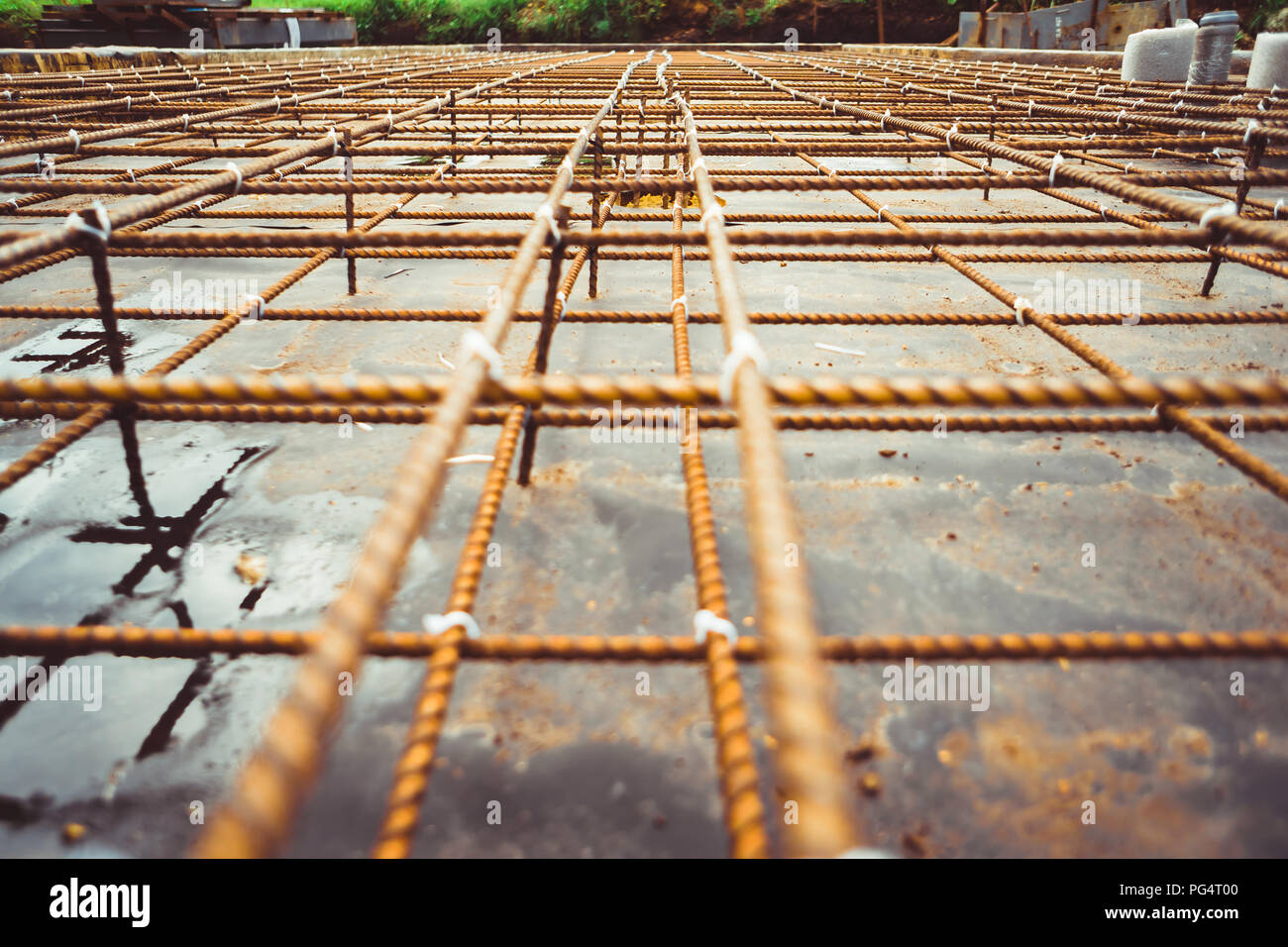 reinforcement in the Foundation prepared for pouring concrete Stock ...