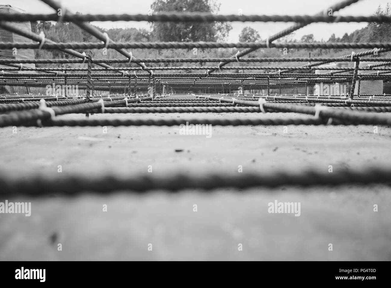 reinforcement in the Foundation prepared for pouring concrete Stock ...