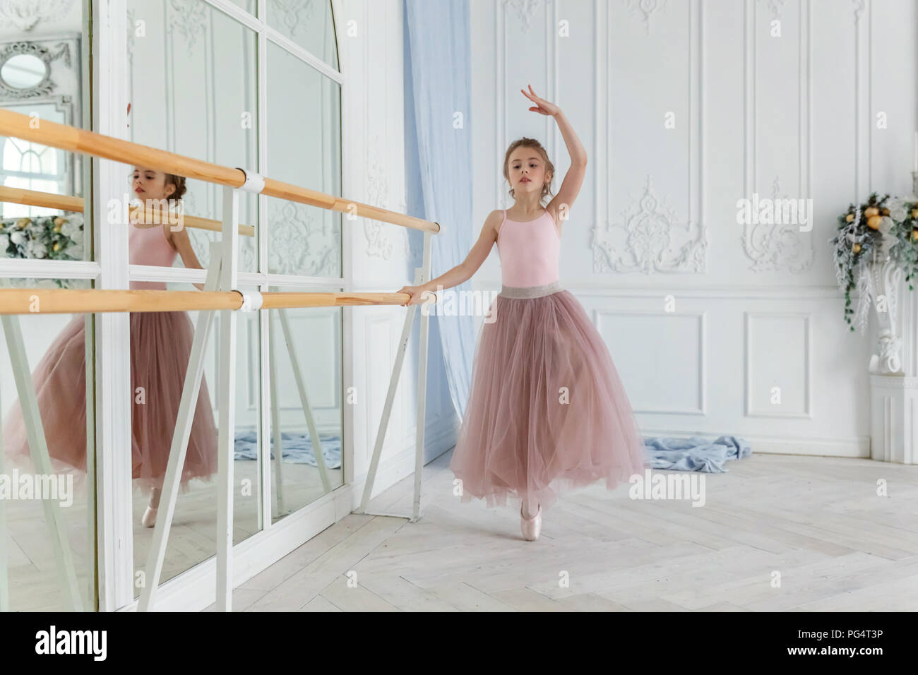 Young classical Ballet dancer side view. Beautiful graceful ballerine ...