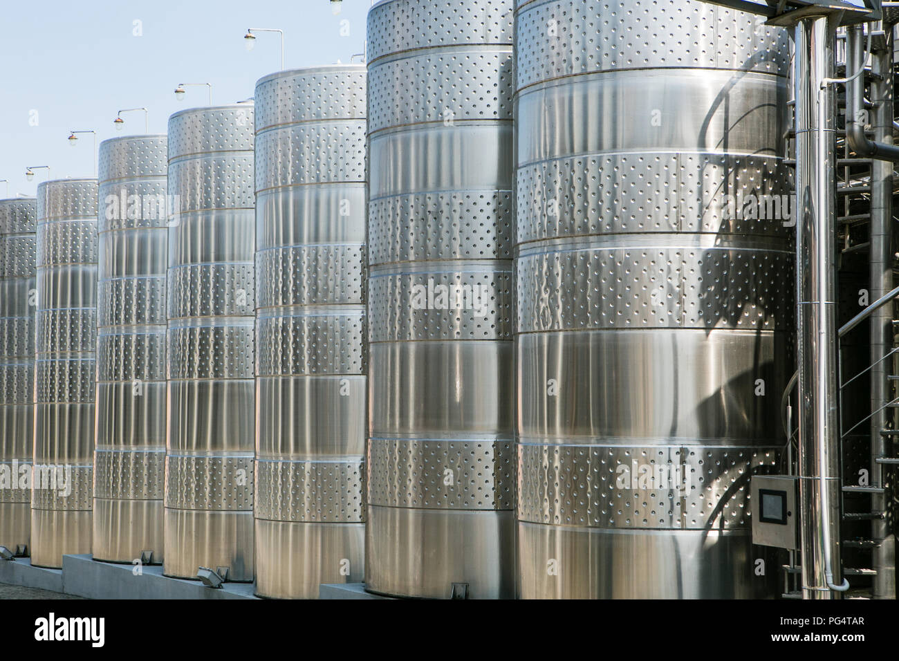 Stainless steel tank at the winery for wine maturation Stock Photo - Alamy