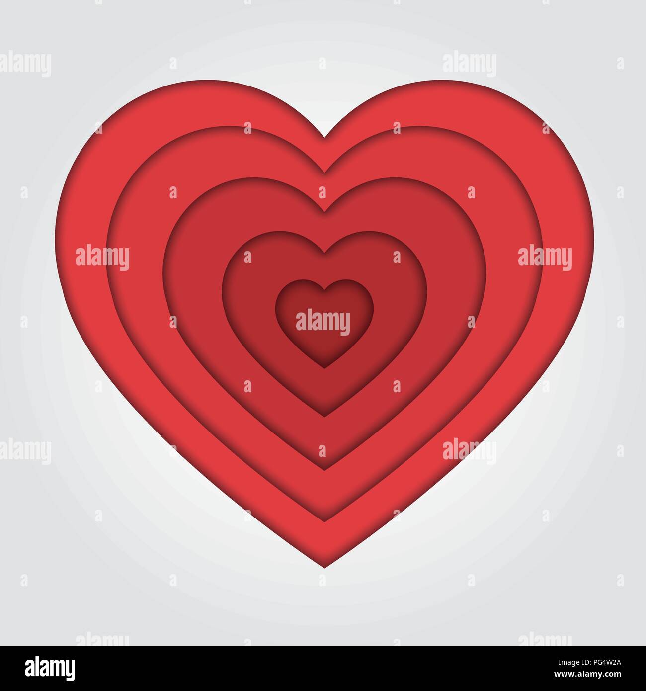 Abstract heart shape love concept made in layered paper-cut design ...