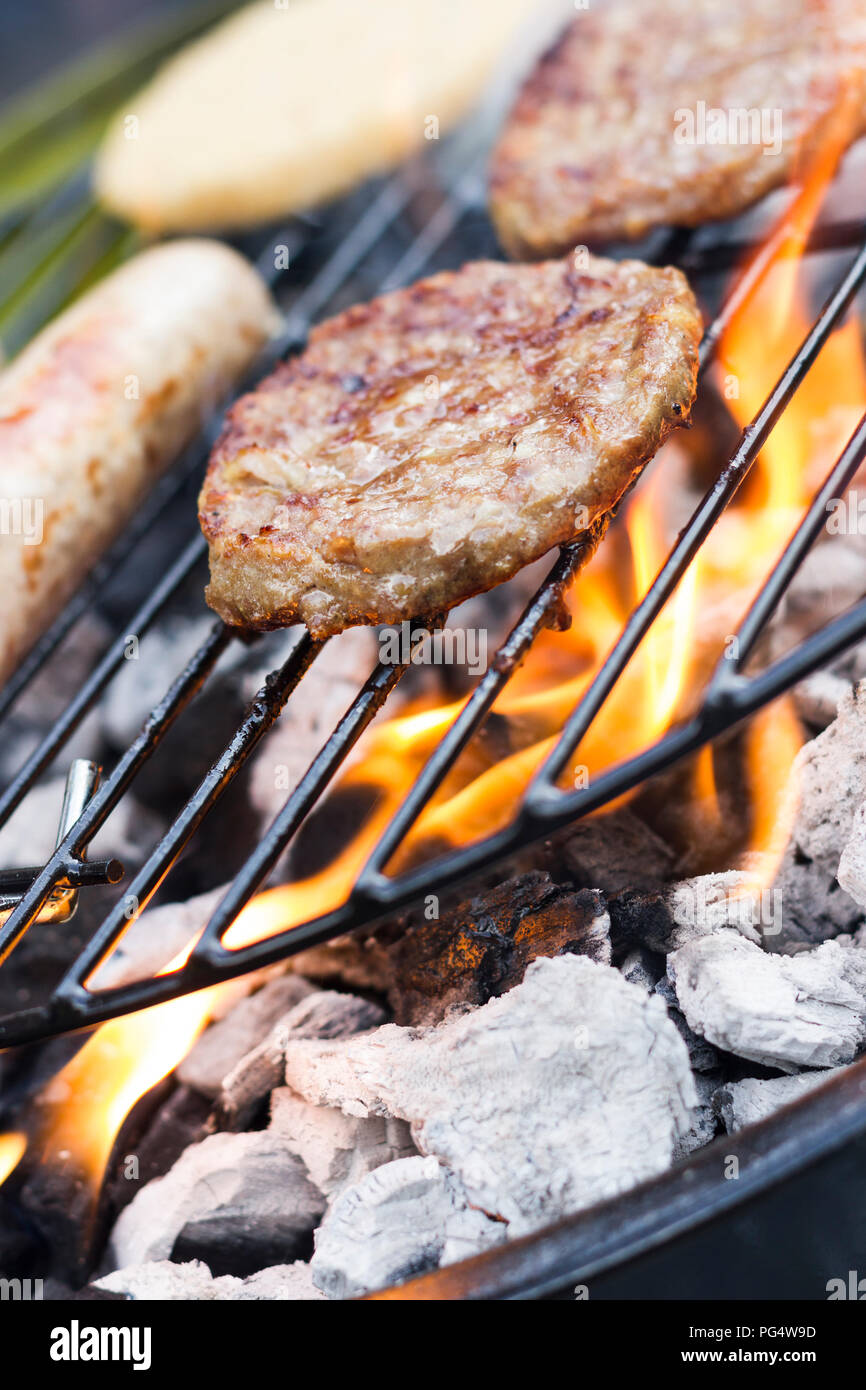 Food cooking on a barbecue grill Stock Photo - Alamy