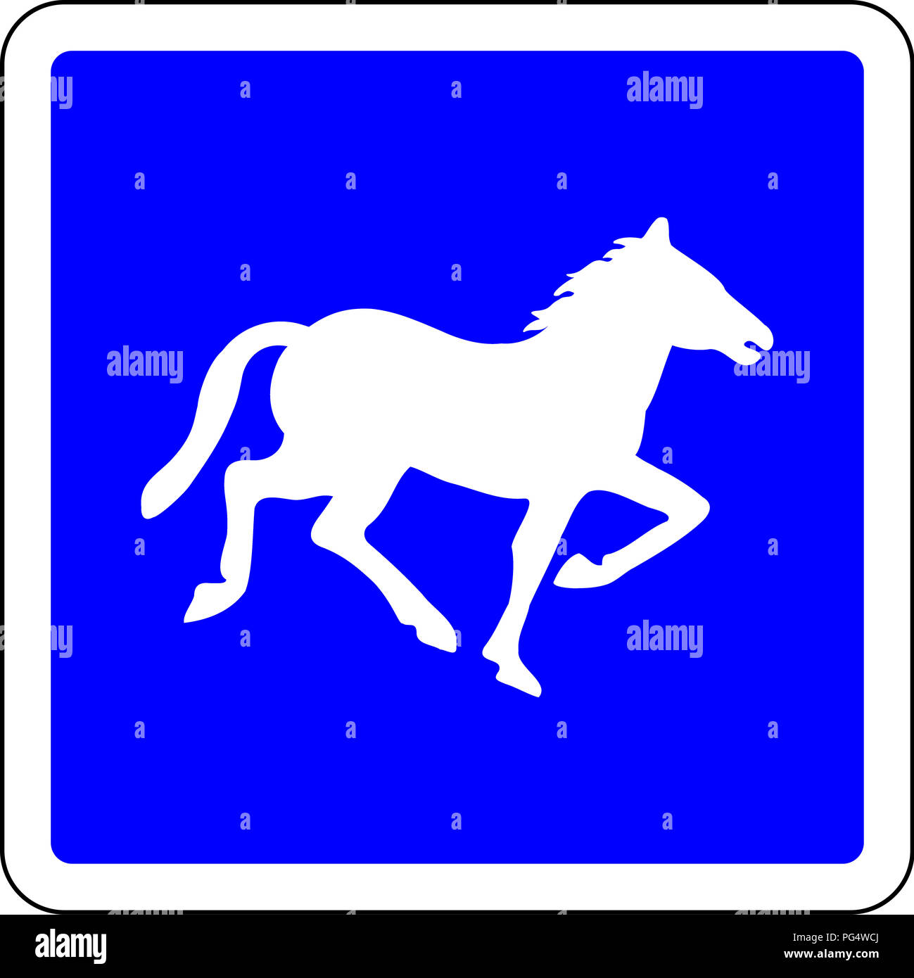 Horse riding blue road sign Stock Photo - Alamy