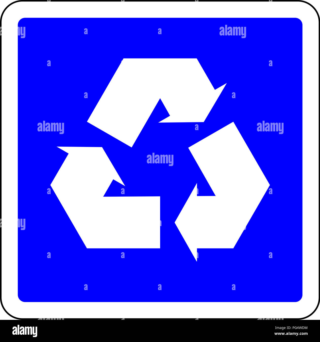 Recycle blue sign on white background Stock Photo - Alamy