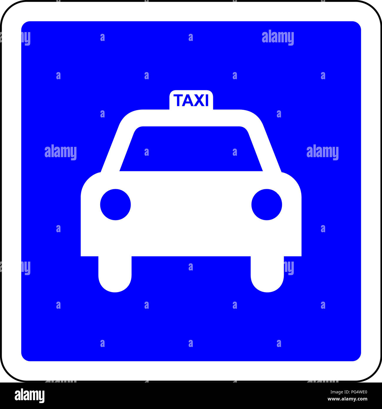 Taxi blue road sign Stock Photo - Alamy