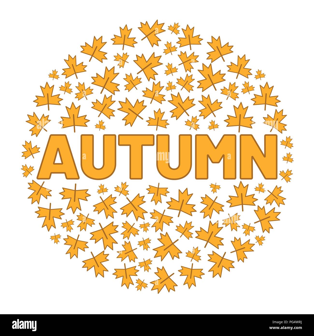 The word AUTUMN surrounded by tree leaf. Vector background illustration ...