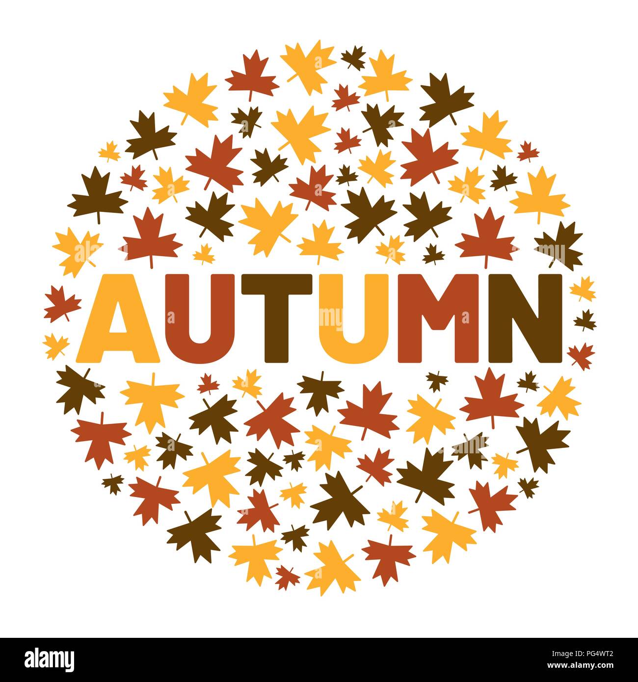 The word AUTUMN surrounded by tree leaf. Vector background illustration ...