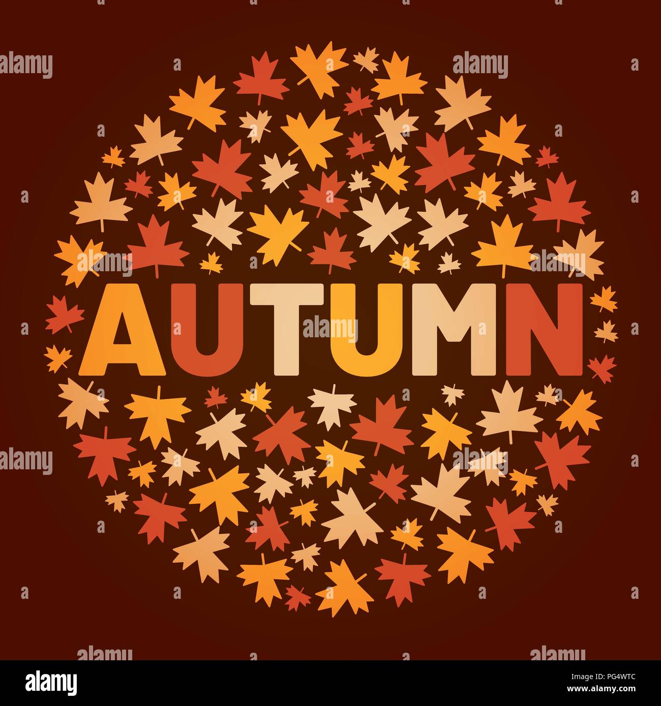 The word AUTUMN surrounded by tree leaf. Vector background illustration ...
