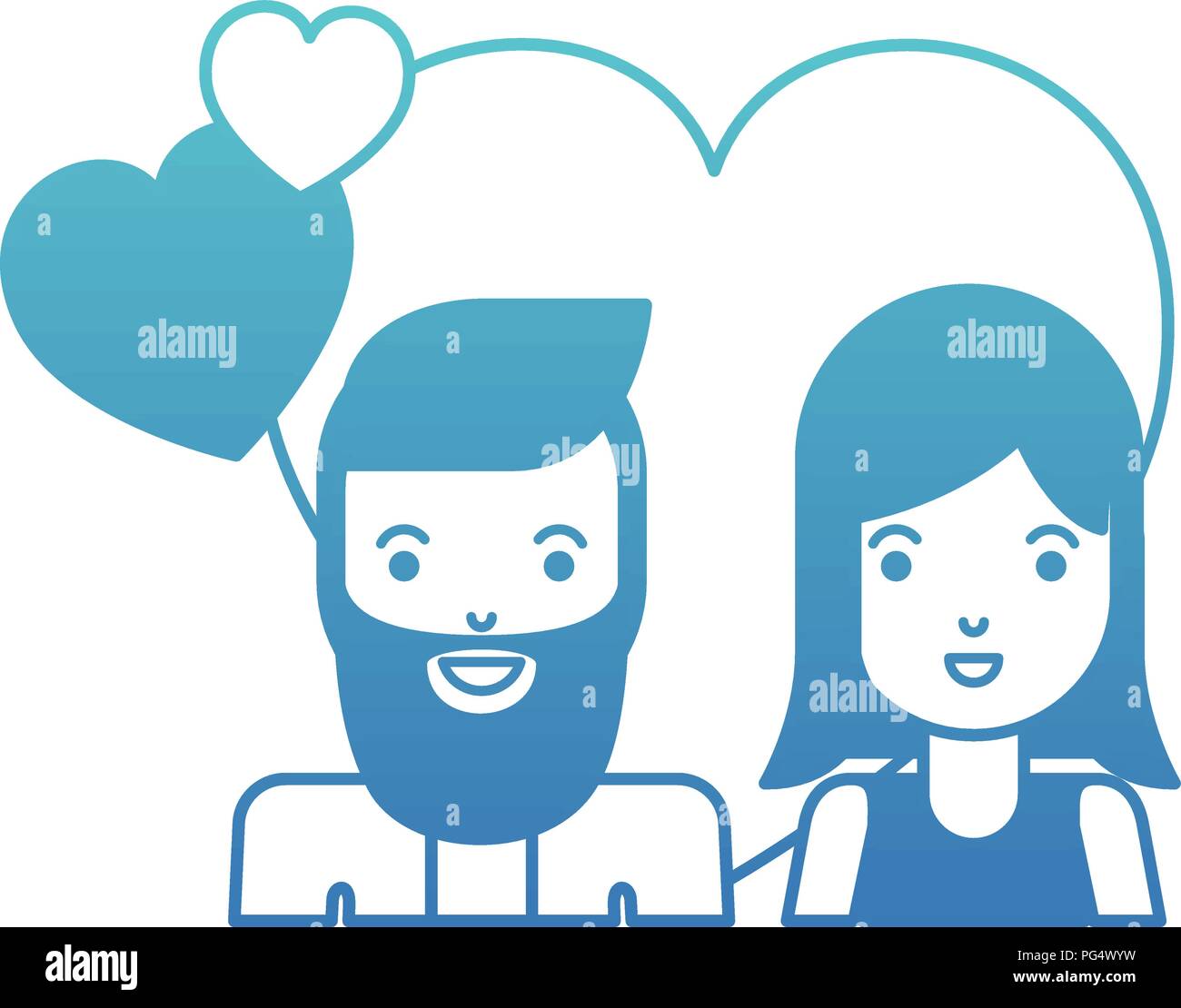 young couple with hearts love characters Stock Vector Image & Art - Alamy