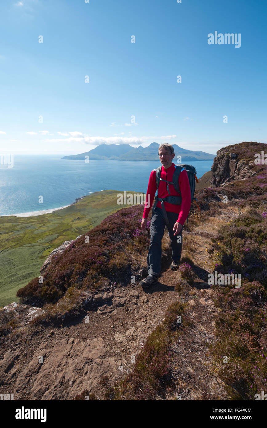 Hiking on Beinn Bhuidhe, Isle of Eigg Stock Photo - Alamy