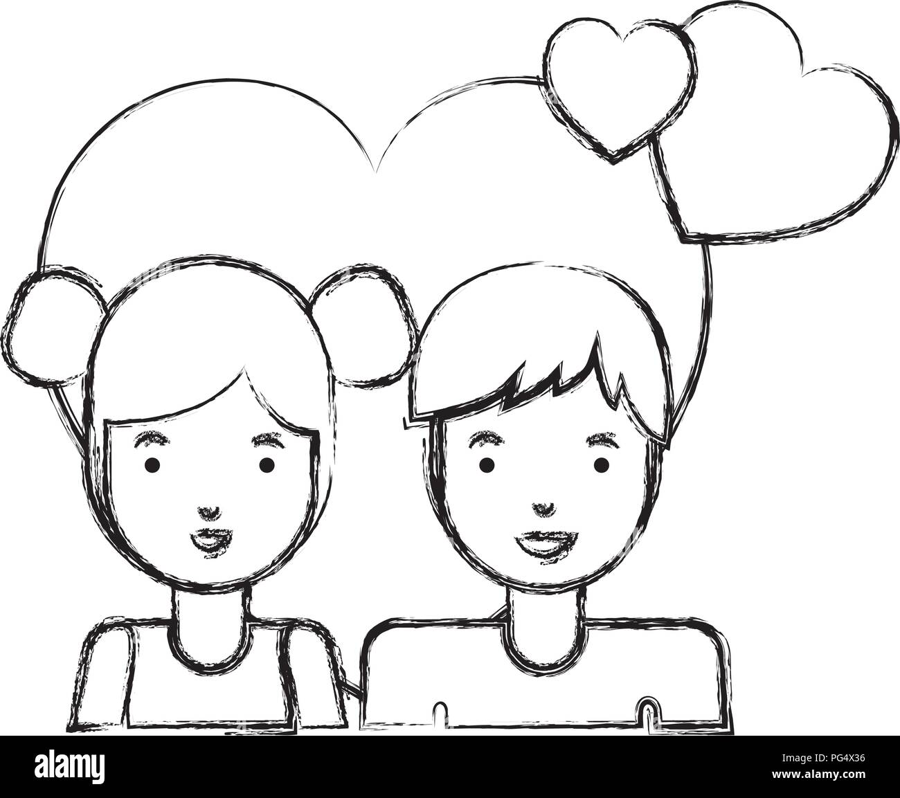 young couple with hearts love characters Stock Vector Image & Art - Alamy