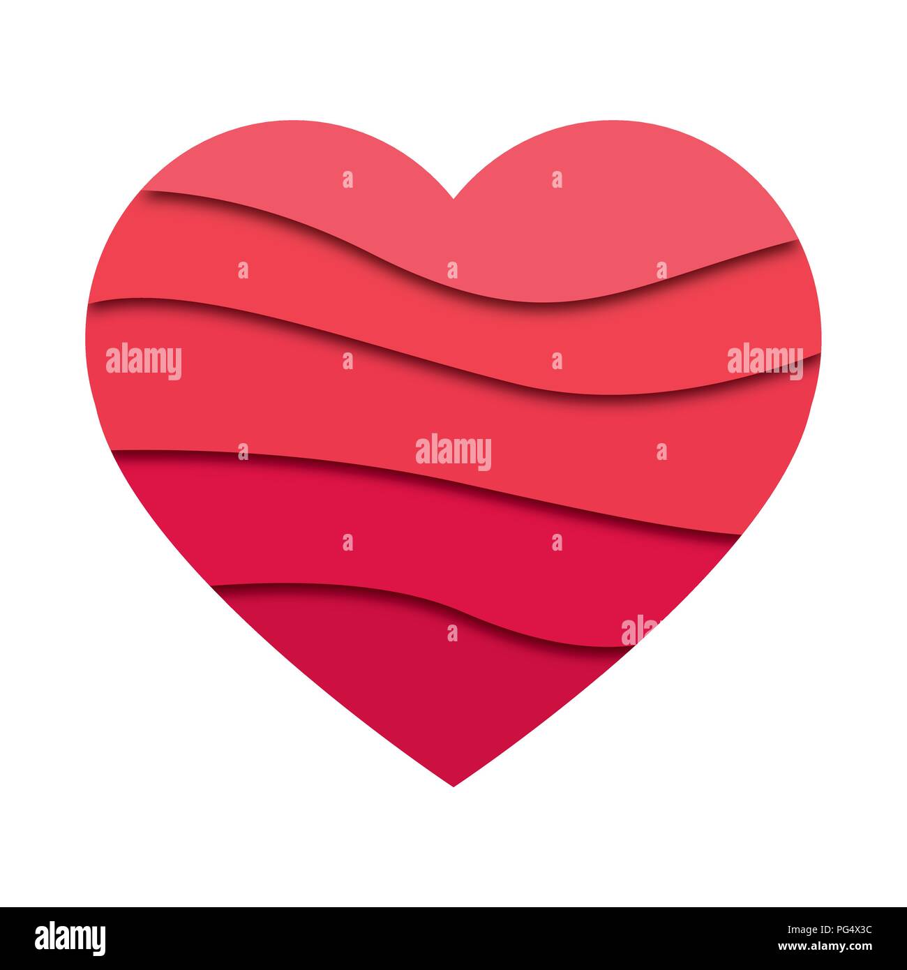 Abstract heart shape love concept made in layered paper-cut design ...
