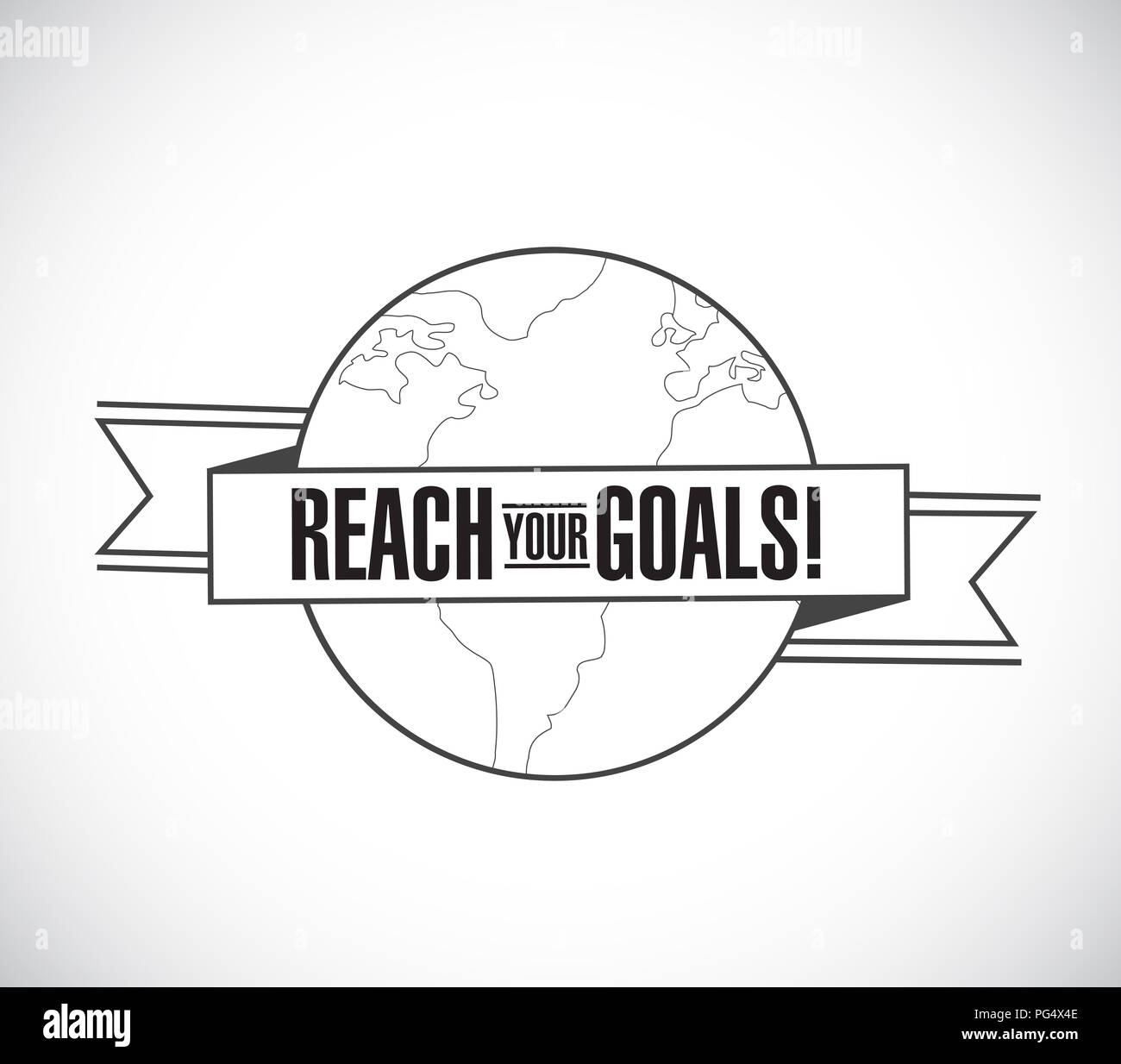 reach your goals line globe ribbon message concept isolated over a ...