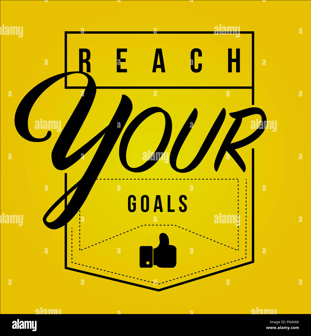 reach your goals Modern stamp message design isolated over a yellow ...
