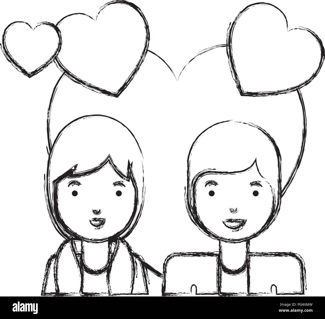 young couple with hearts love characters Stock Vector Image & Art - Alamy