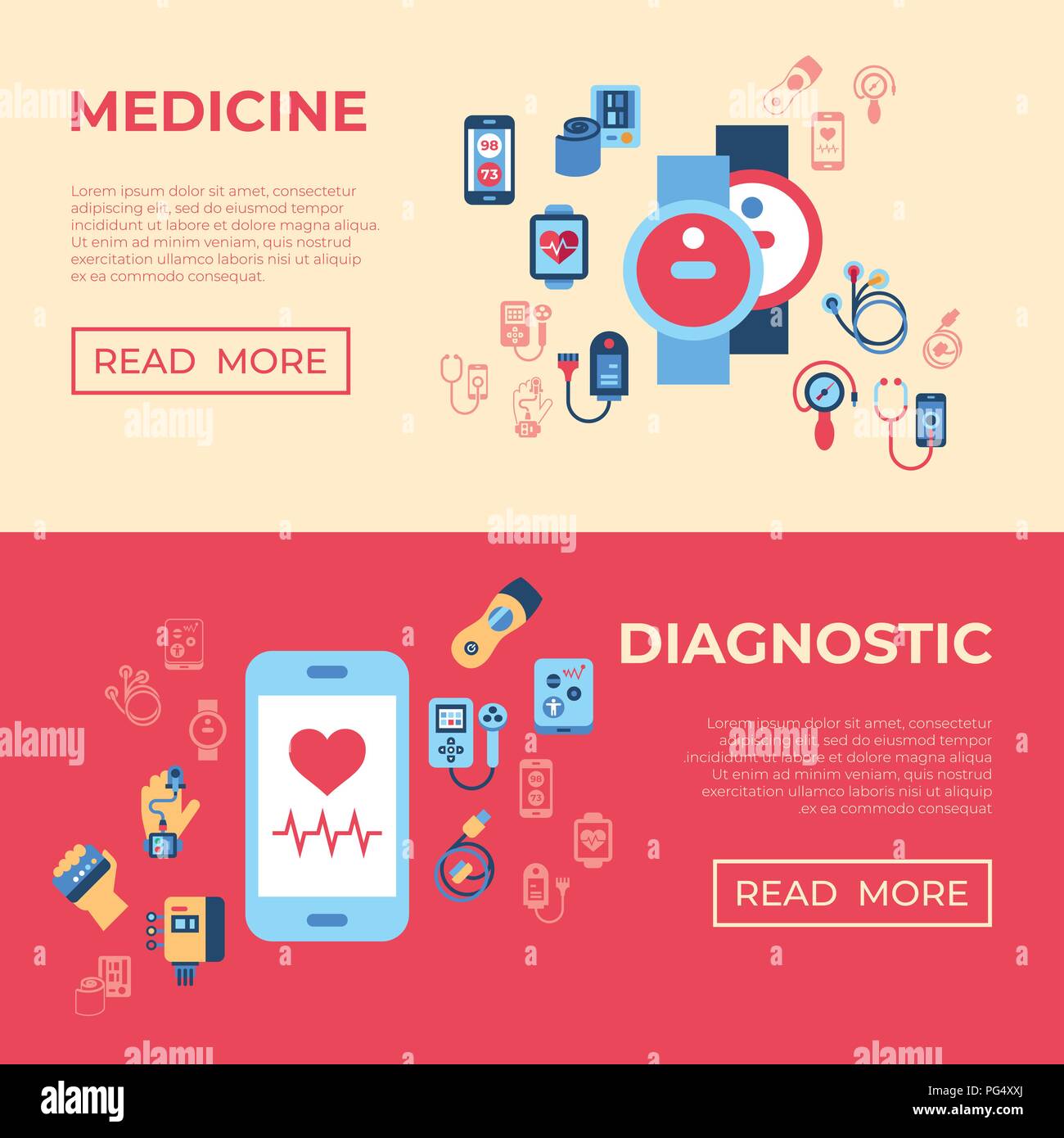 Digital vector health sensor icons set with drawn simple line art info ...