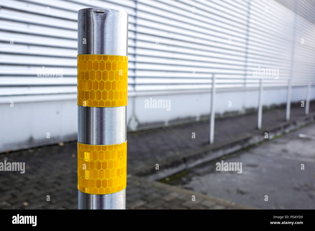 traffic bollard for safety street and structure at parking lot Stock ...