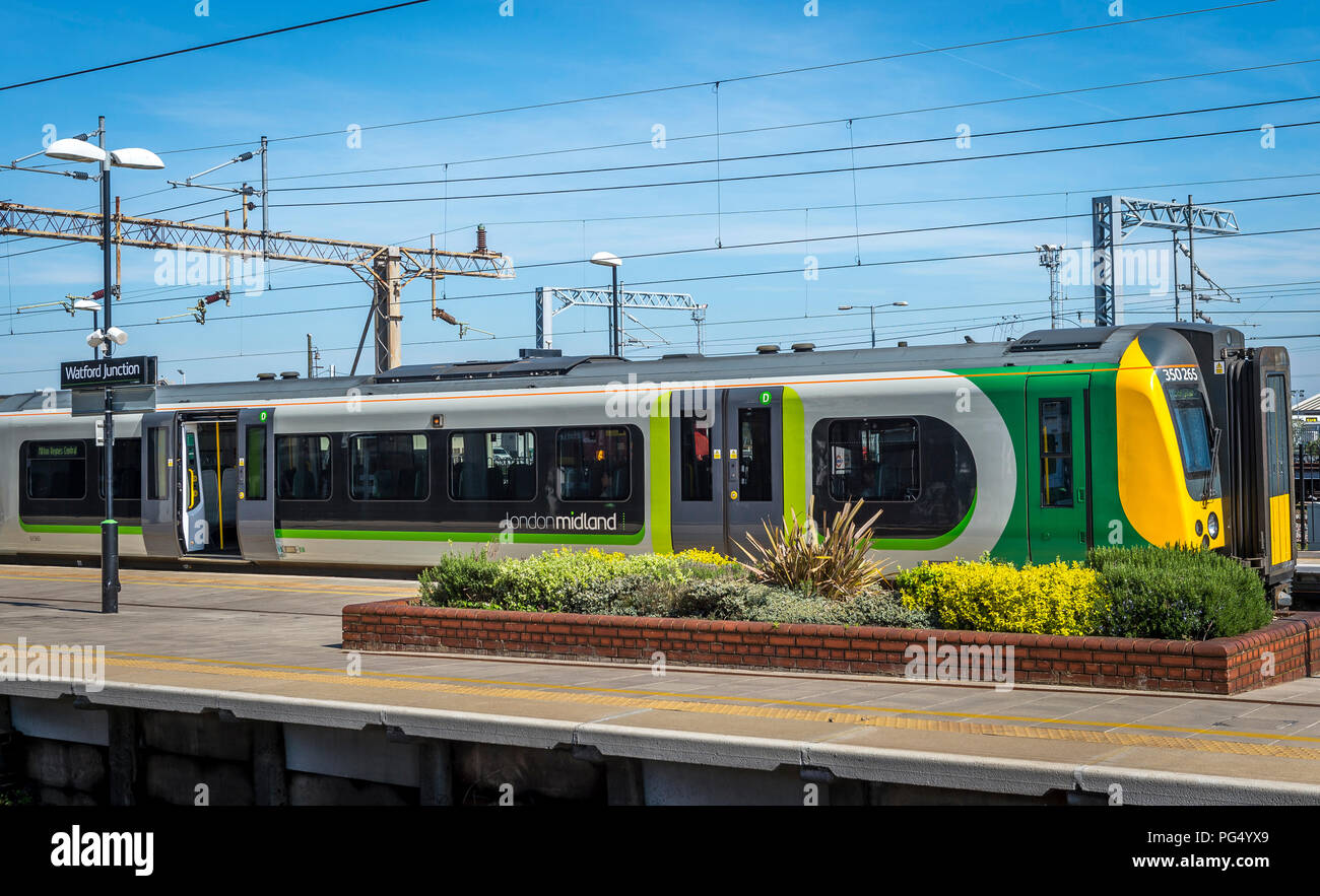 London Midland trains passenger train class 350 waiting at Wayford ...