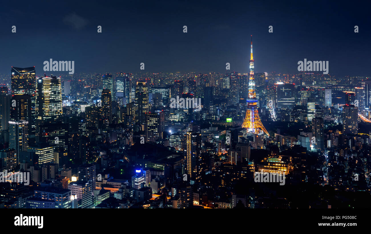 Tokyo cityscape at night, Japan Stock Photo - Alamy