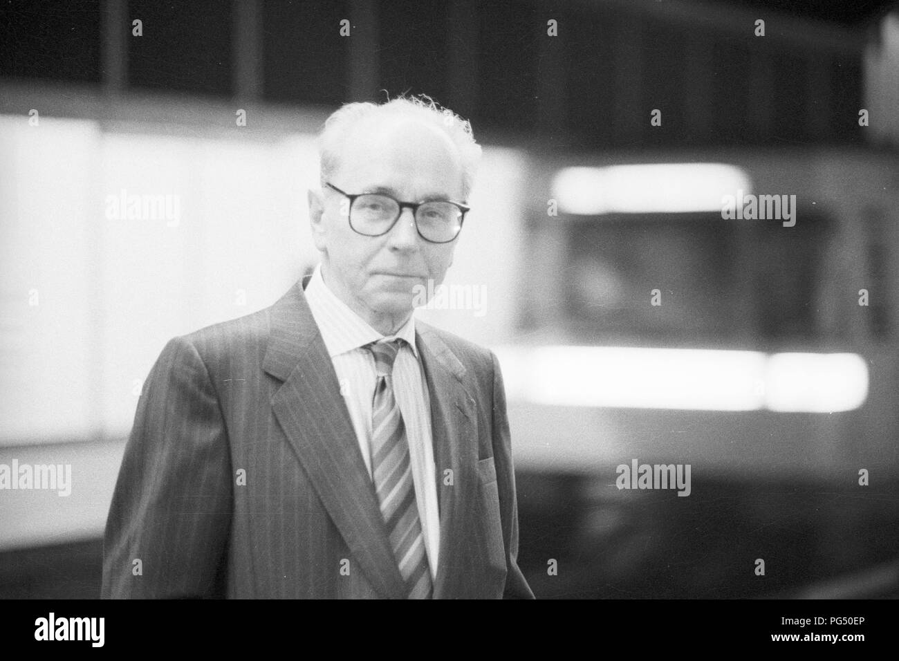 The Czech artist Jiri Kolar in the Vienna U-Bahn in 1989. Kolar worked ...