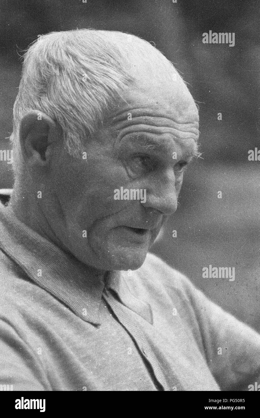 The Czech writer Bohumil Hrabal in the garden of his summer house in ...
