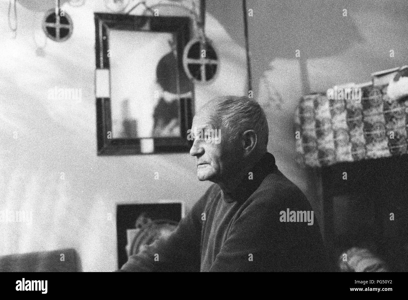 The writer Bohumil Hrabal in his summer house in Kersko near Prague ...