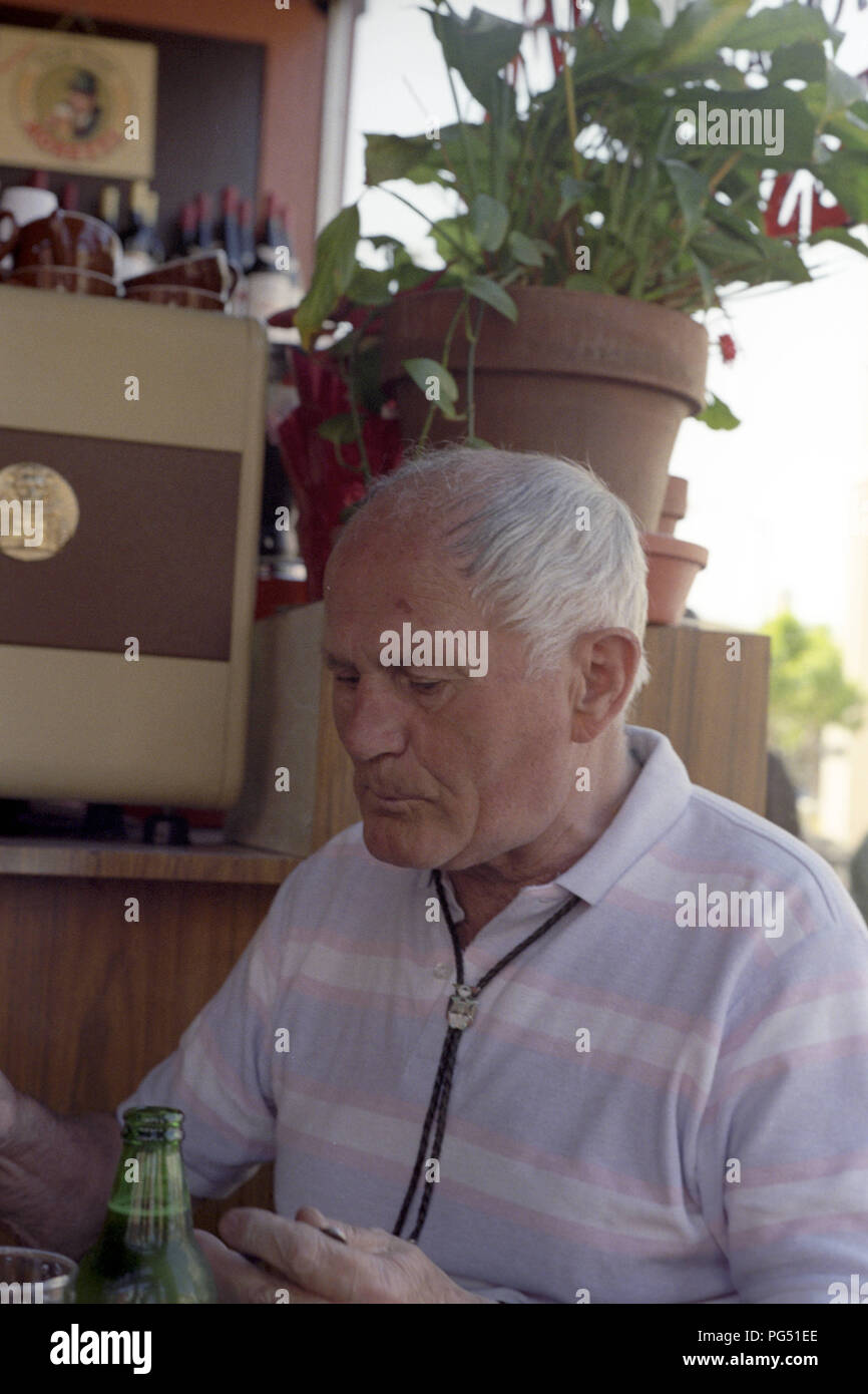 The Czech writer Bohumil Hrabal in a restaurant in San Francisco Stock ...