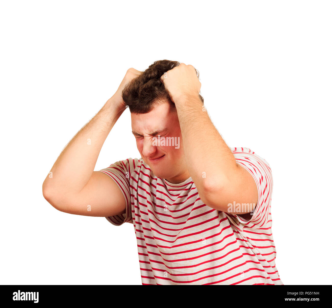 Young rapper man frustrated and desperate. angry and sad boy with hands ...